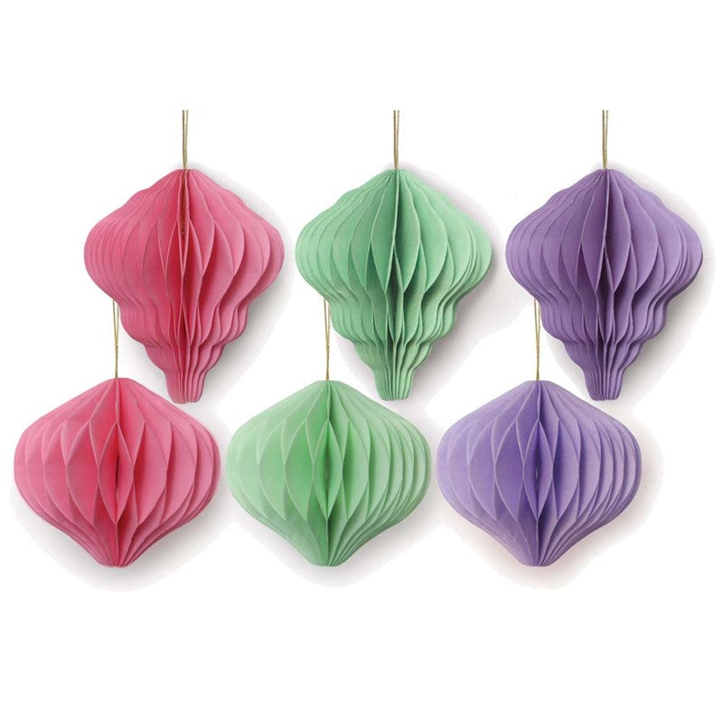 Pack of 6 Bright Assorted Honeycomb Paper Christmas Baubles Decoration ...