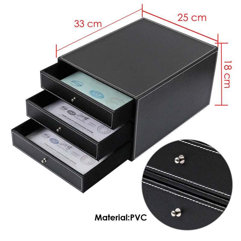 PVC Black 3 Drawer Desktop Organizer 25 x 33 x 18cm – Choice Wholesale