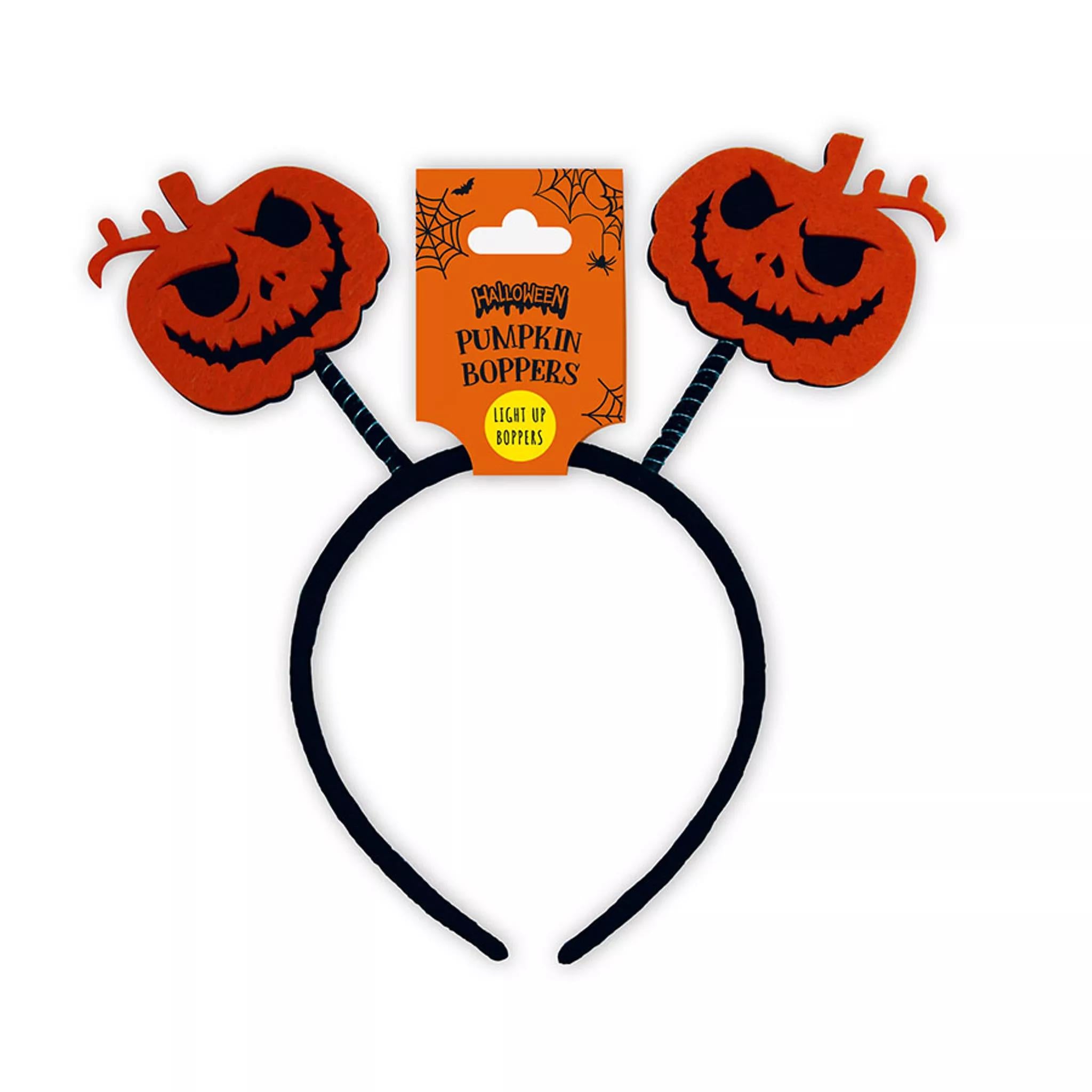 Pack of 12 Halloween Pumpkin Light Up Head Boppers– Choice Wholesale