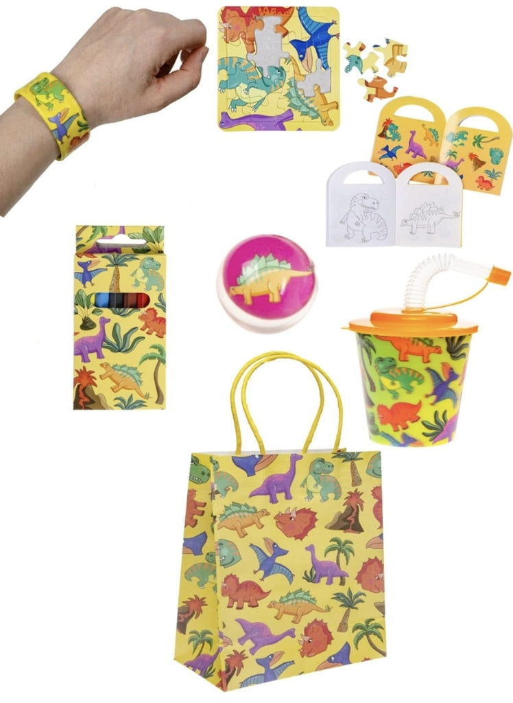 Pack of 20 Pre Filled Dino Theme Kids Party Favour Bags – Gift Bags wi ...