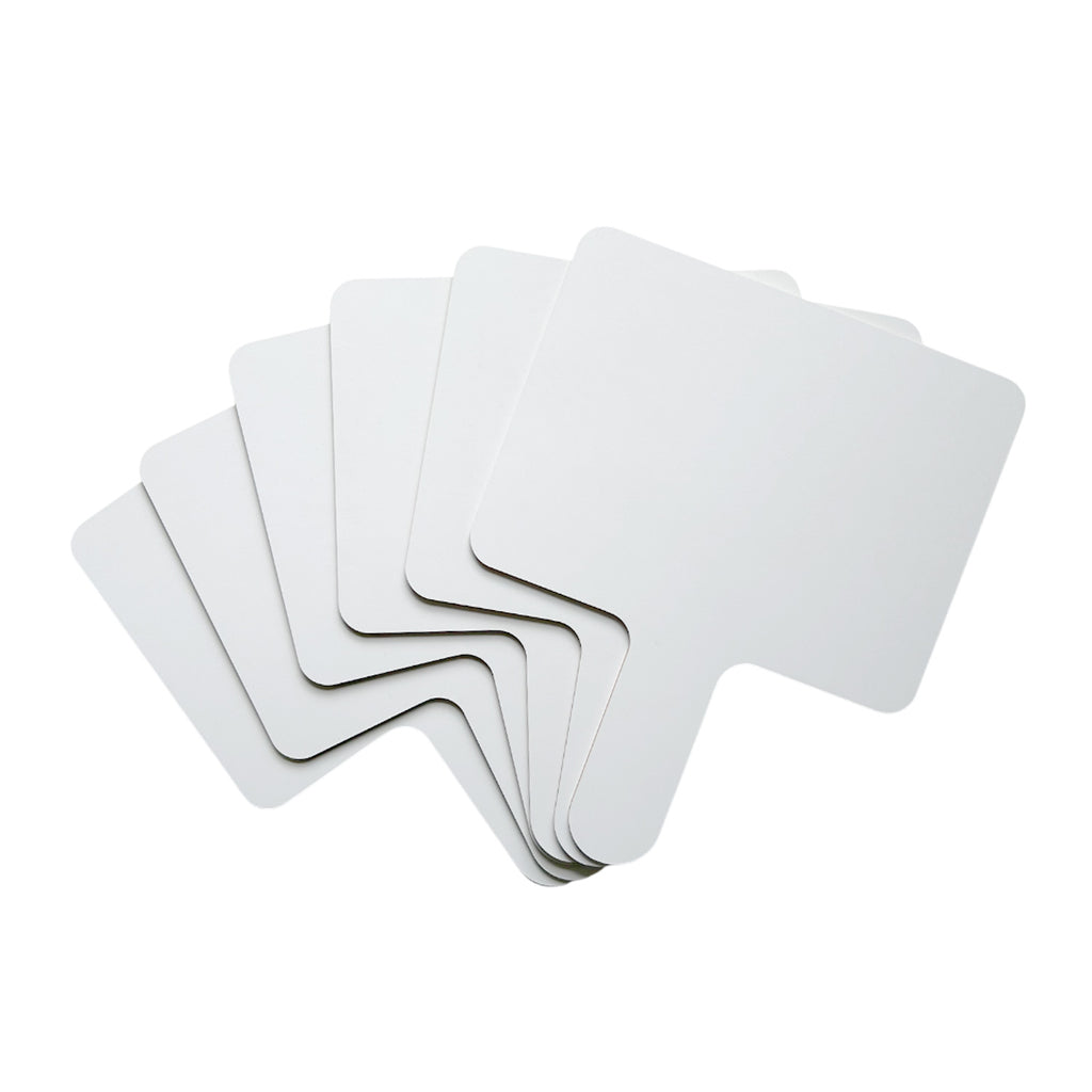 Pack of 6 Square Plain White MDF Double Sided Dry Erase Handheld Answe ...