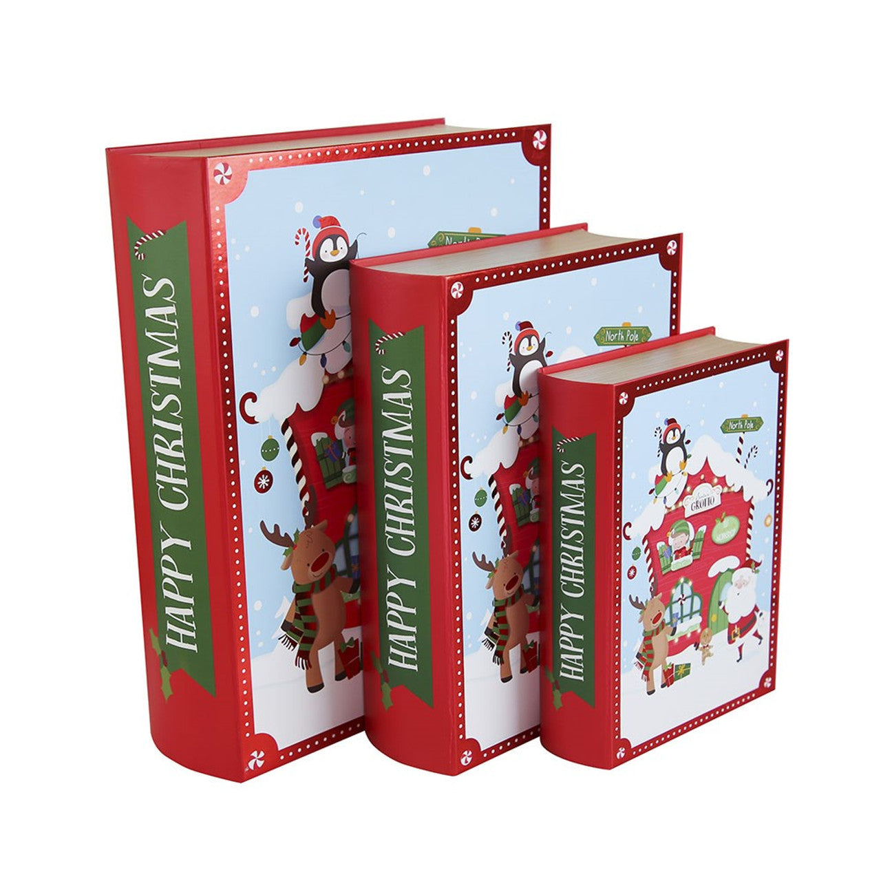 3 Pieces Christmas Book Box Santa Grotto– Choice Wholesale