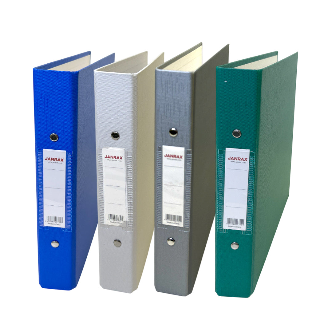 Pack of 4 A5 Paper Over Board Ring Binders – White, Grey, Blue, Green ...