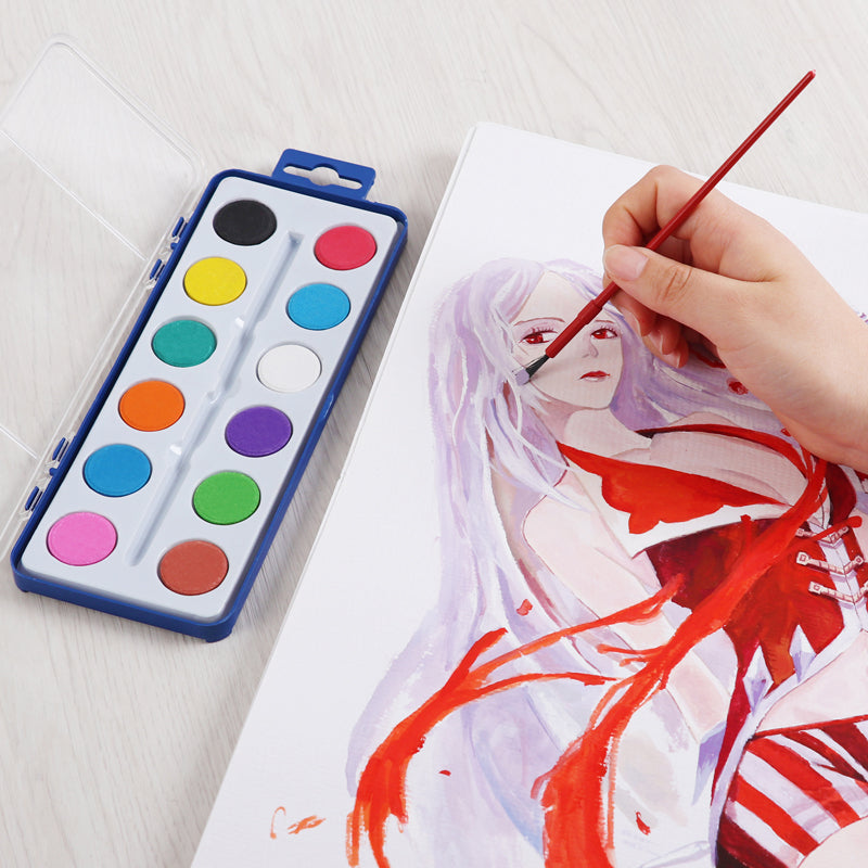 Pack of 12 Solid Watercolour Paint Set with Brush – Choice Wholesale