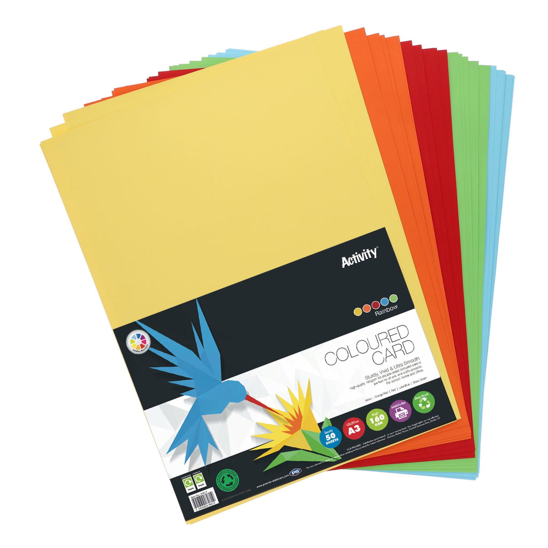 A3 160gsm 50 Rainbow Card Sheets by Premier Activity– Choice Wholesale