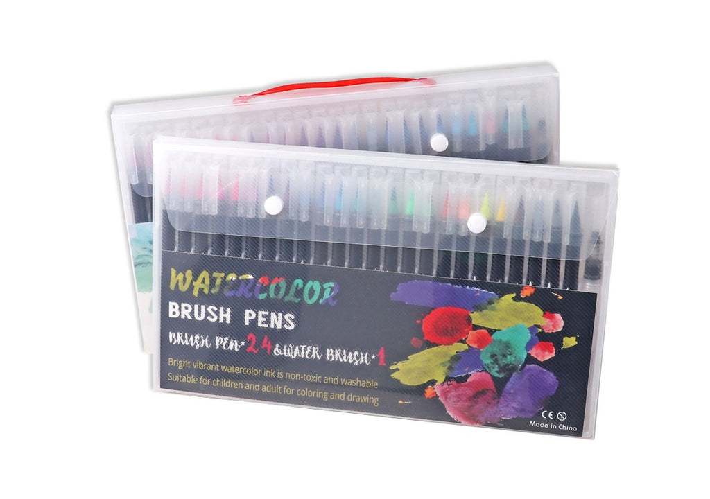 Pack of 24 Watercolour Assorted Colour Brush Pens– Choice Wholesale