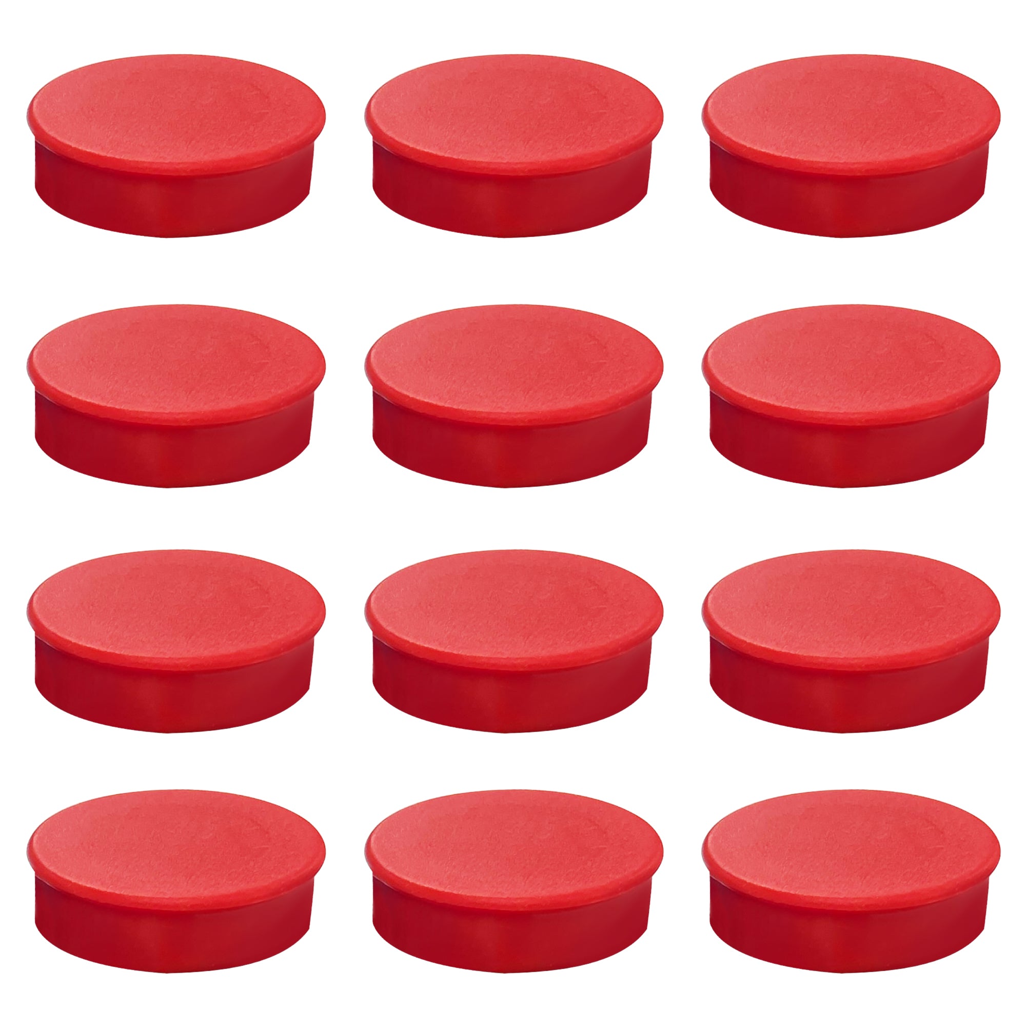 Pack of 36 Red Coloured Round Flat Magnets - 24mm Whiteboard Notice Bo ...