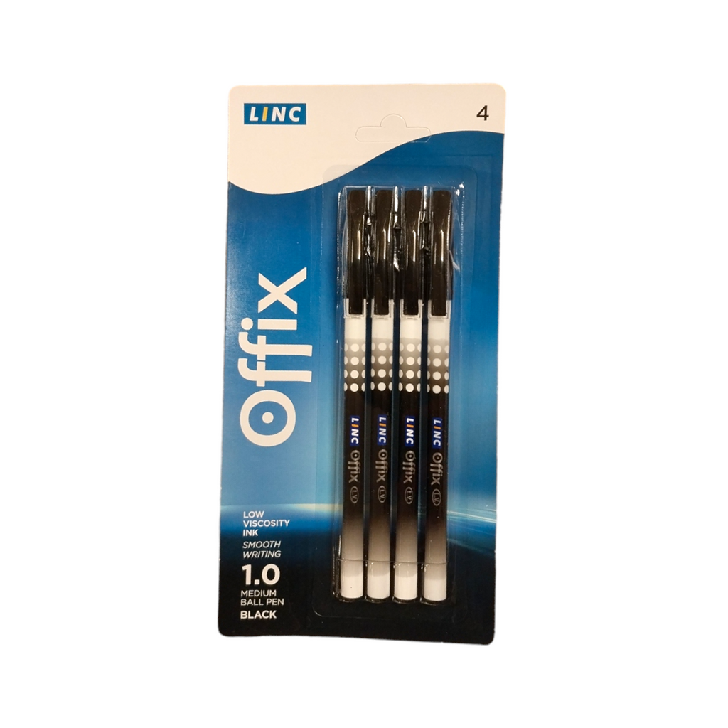 Pack of 4 Linc Offix Medium Black Ball Pens– Choice Wholesale