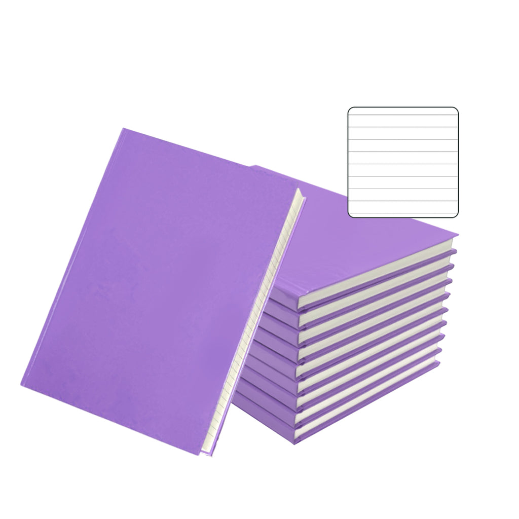 Pack of 10 A5 160 Pages 8mm Ruled Purple Casebound Notebooks– Choice ...