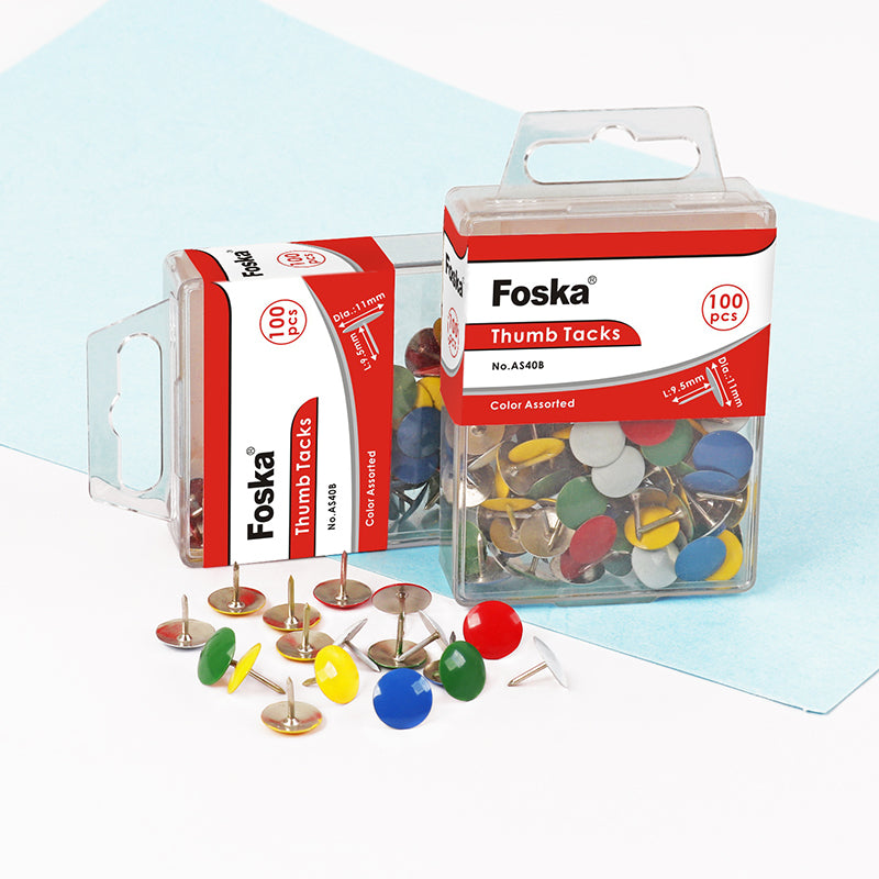 Pack of 100 Assorted Colour Metal Thumbtacks 11mm – Choice Wholesale