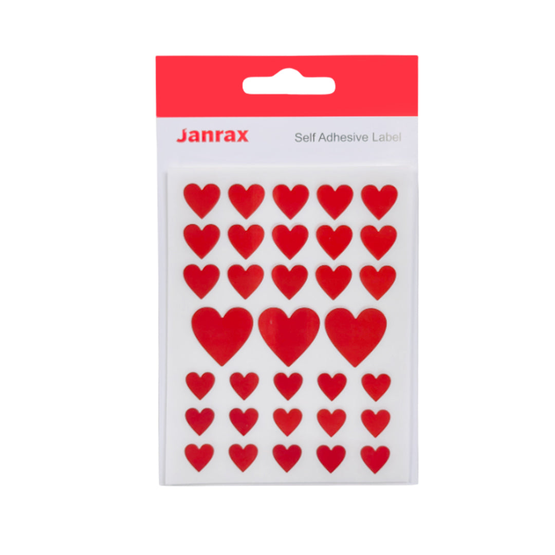 Pack of 66 Red Assorted Size Holographic Hearts Self-Adhesive Labels ...
