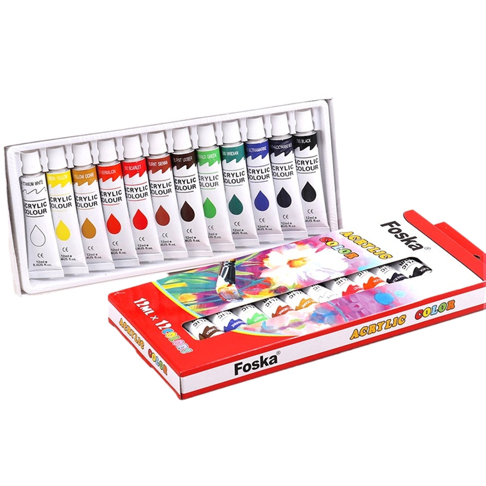 Pack of 12 12ml Professional Quality Acrylic Colour Paint– Choice Wholesale