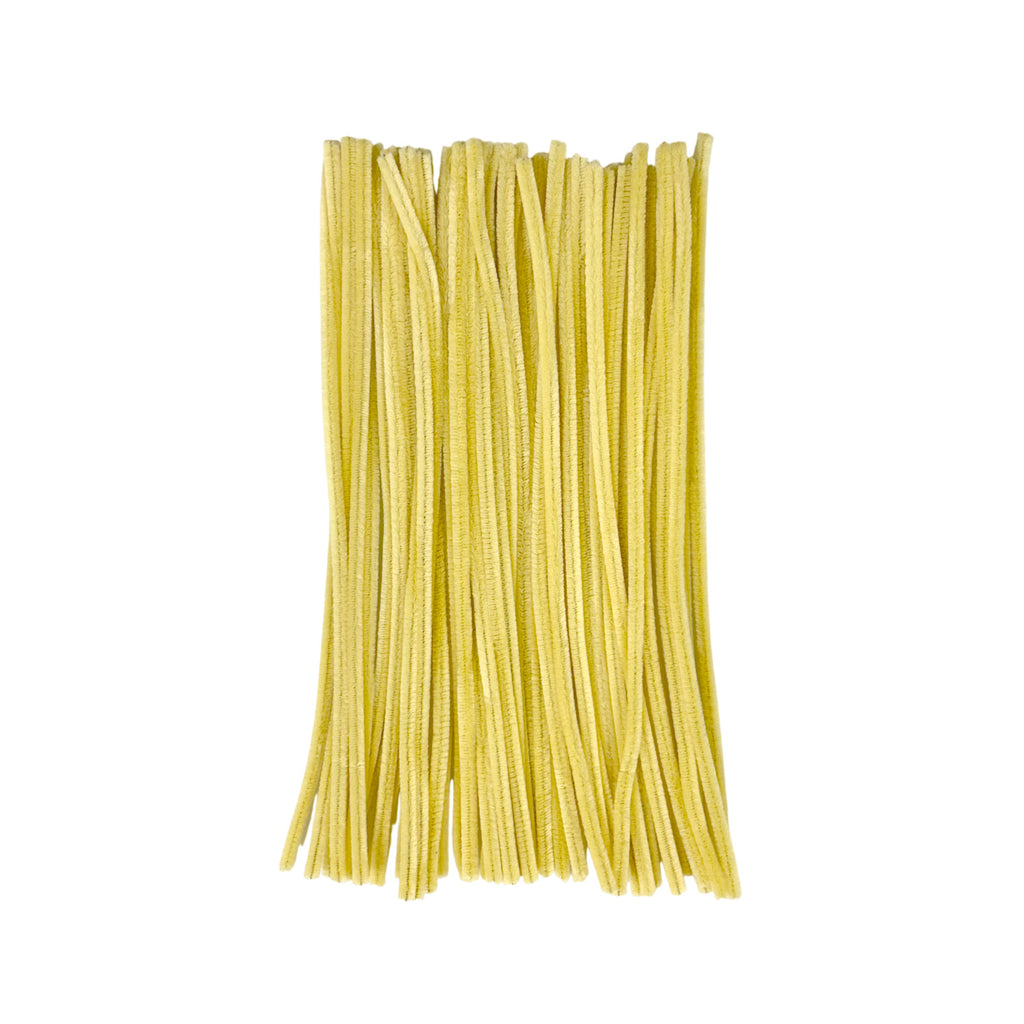 Pack of 50 Cream Yellow Coloured Pipe Cleaners 30cm x 6mm Craft Chenil ...