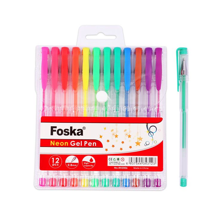Pack of 12 Vibrant Neon Colours Gel Pens– Choice Wholesale