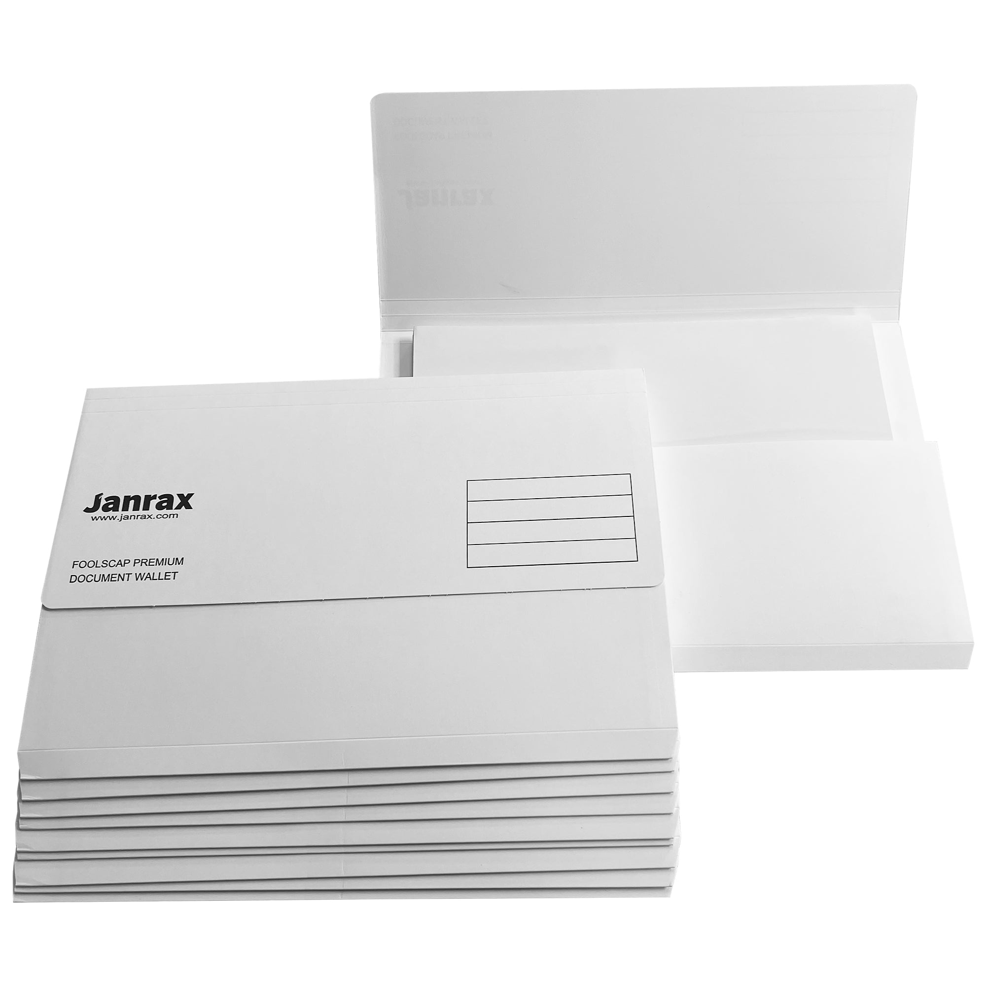 Pack of 10 White Card Premium Foolscap Document Wallets– Choice Wholesale