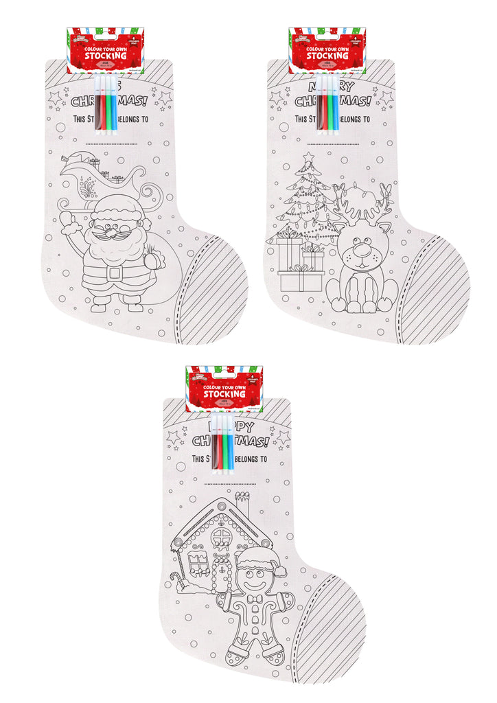 Christmas Colour-Your-Own Stocking (36cm x 15cm)– Choice Wholesale