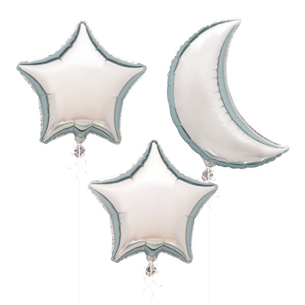 Pack of 3 Moon & Stars Shaped Foil Balloon Kit– Choice Wholesale