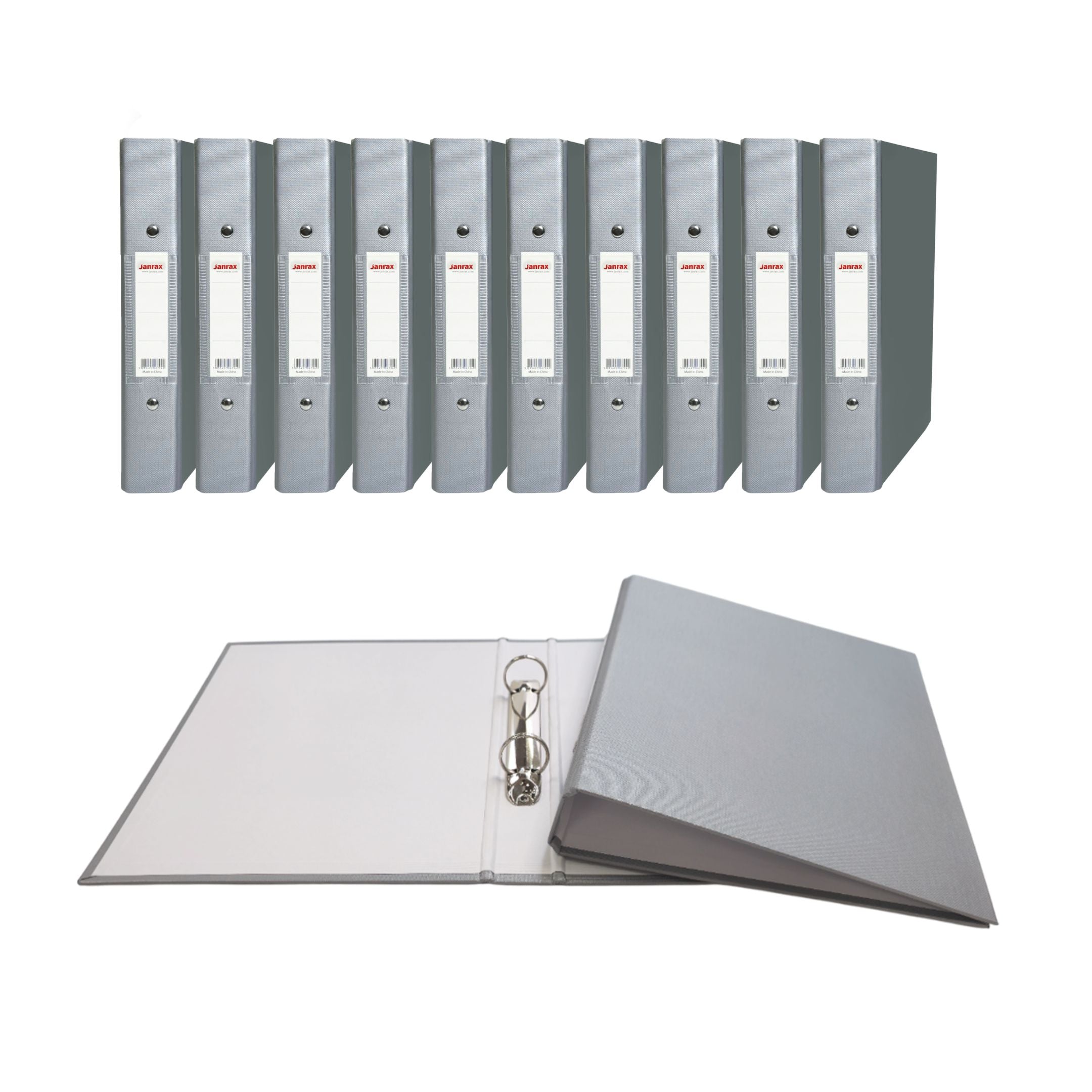 Pack of 10 A5 Grey Paper Over Board Ring Binders by Janrax– Choice ...