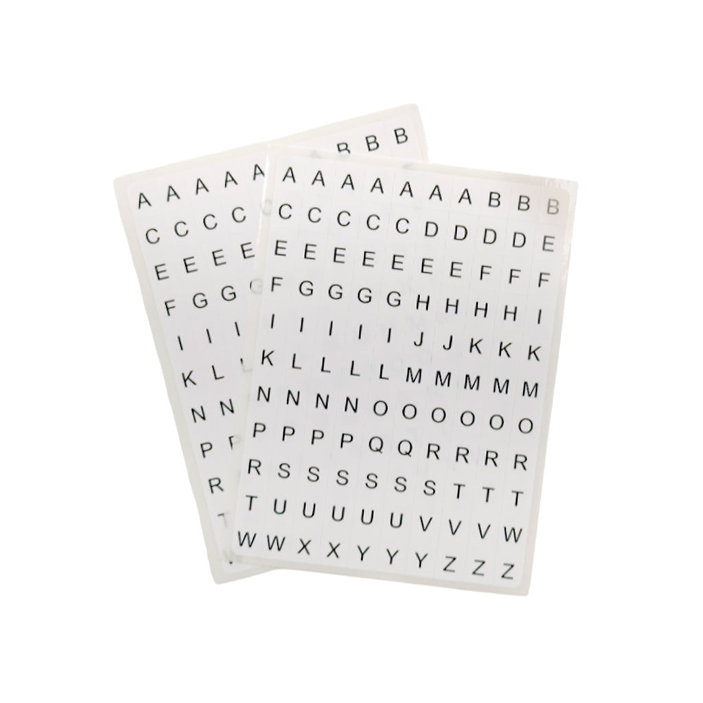 Pack of 220 White on Black 8x10mm A-Z Letters Self-Adhesive Labels ...
