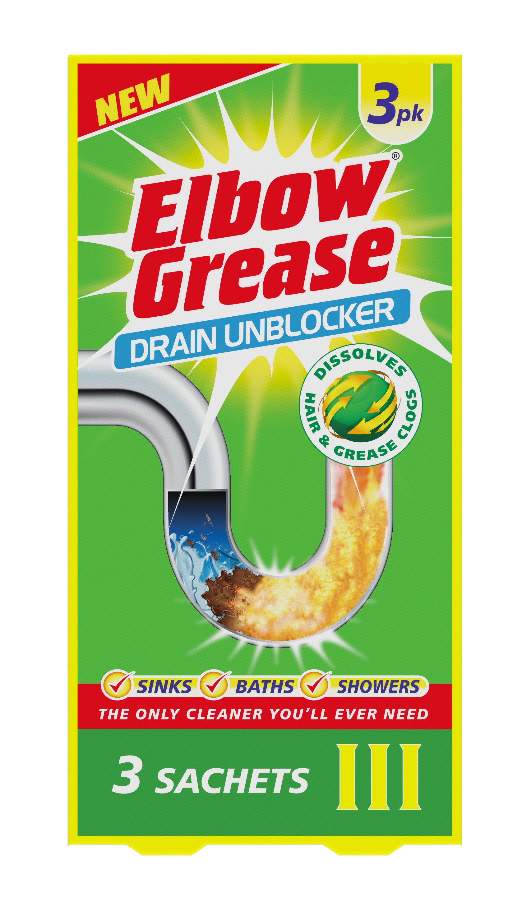 Pack of 3 Elbow Grease Drain Unblocker Sachets 25g– Choice Wholesale