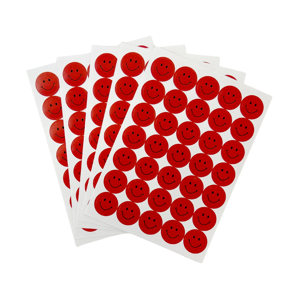 Pack of 420 Red Smile Face 24mm Self-Adhesive Labels– Choice Wholesale