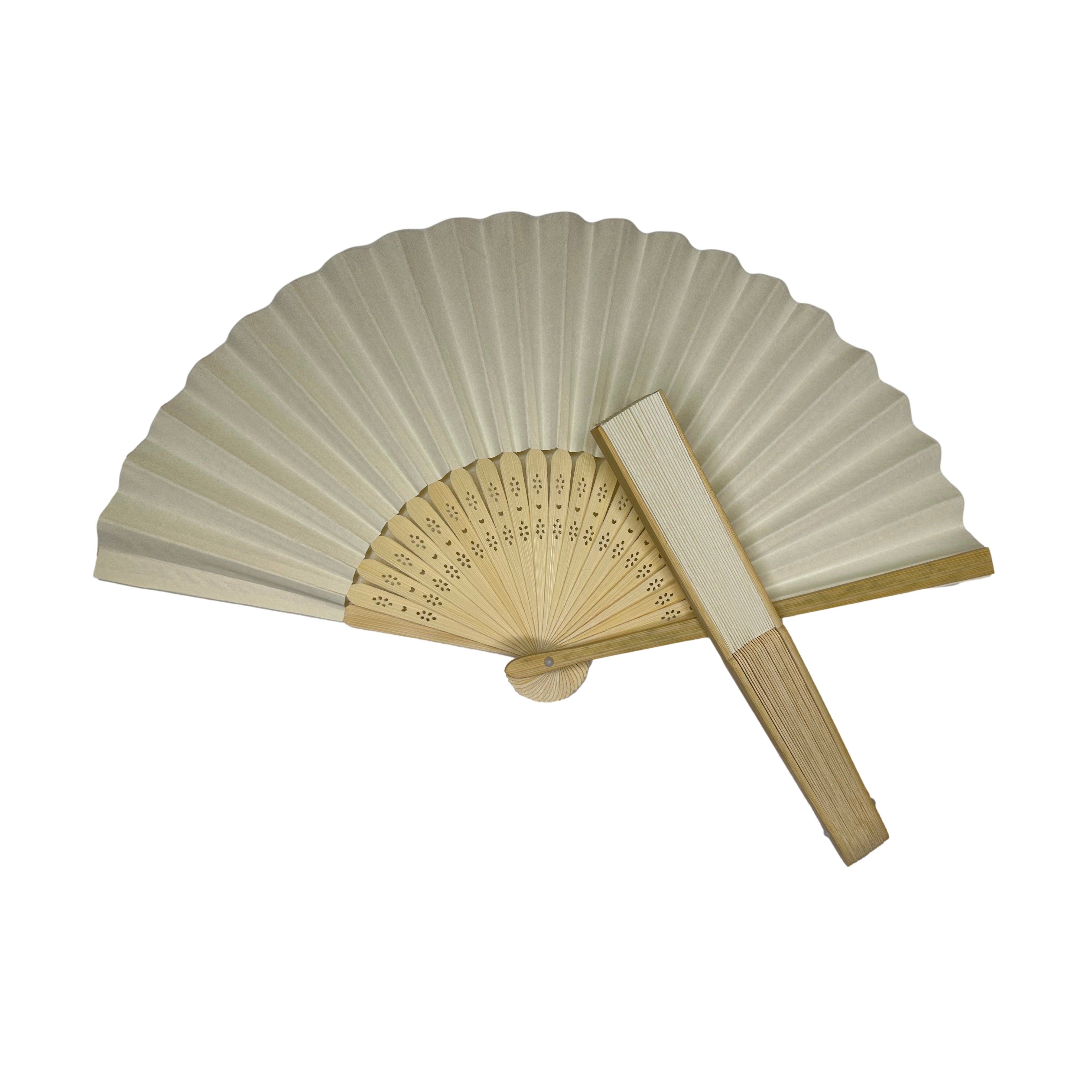 Ivory Paper Foldable Hand Held Bamboo Wooden Fan by Parev– Choice Wholesale