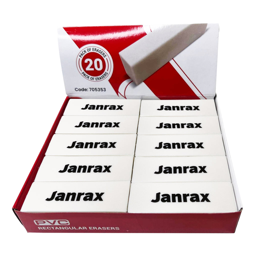 Pack of 20 PVC Rectangular Erasers– Choice Wholesale