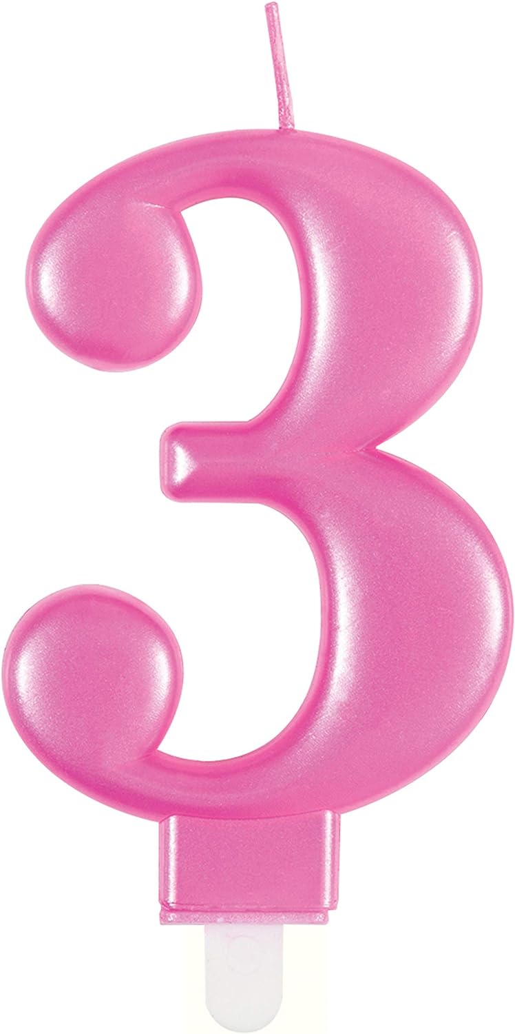 Metallic Pink Number 3 Birthday Candle – Choice Wholesale