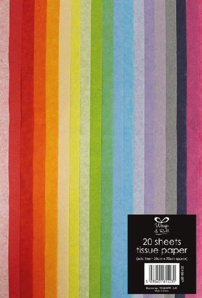 Pack of 20 Multi-Coloured Tissue Papers– Choice Wholesale