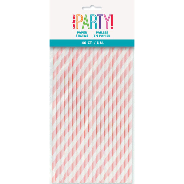 Pack of 40 Lovely Pink Striped Paper Straws– Choice Wholesale