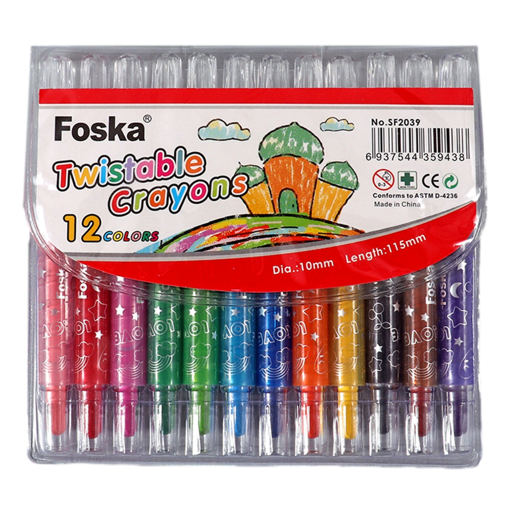 Pack of 12 Assorted Colour Twistable Crayons– Choice Wholesale
