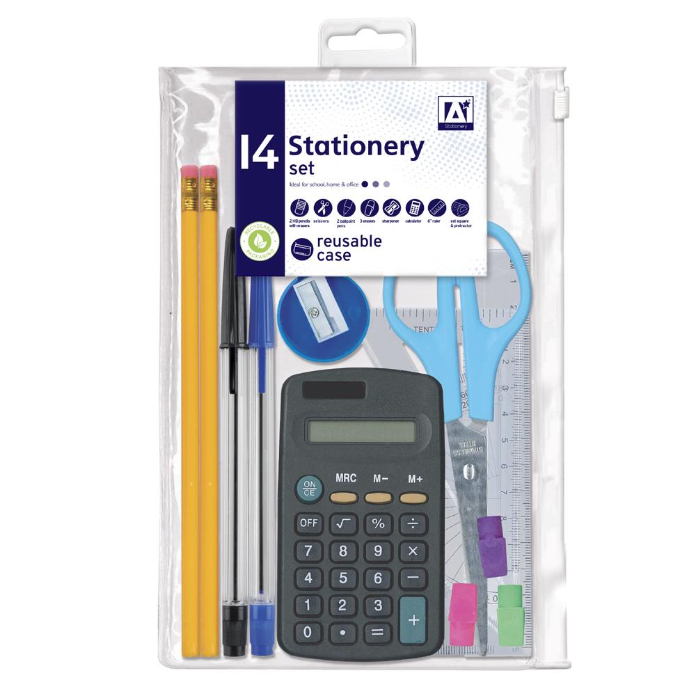 Pack of 14 Stationery Set in Reusable Case– Choice Wholesale