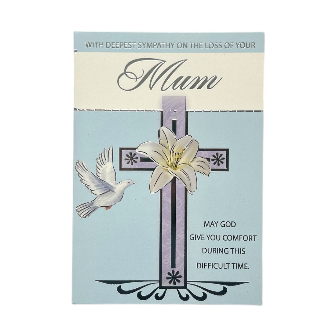 Loss Of Your Mum Dove and Cross Design Sympathy Card– Choice Wholesale