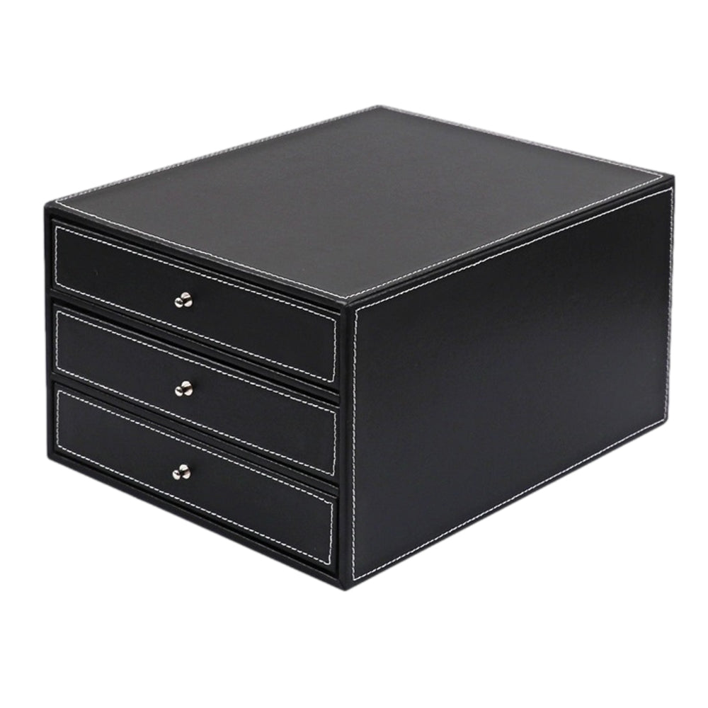 PVC Black 3 Drawer Desktop Organizer 25 x 33 x 18cm– Choice Wholesale