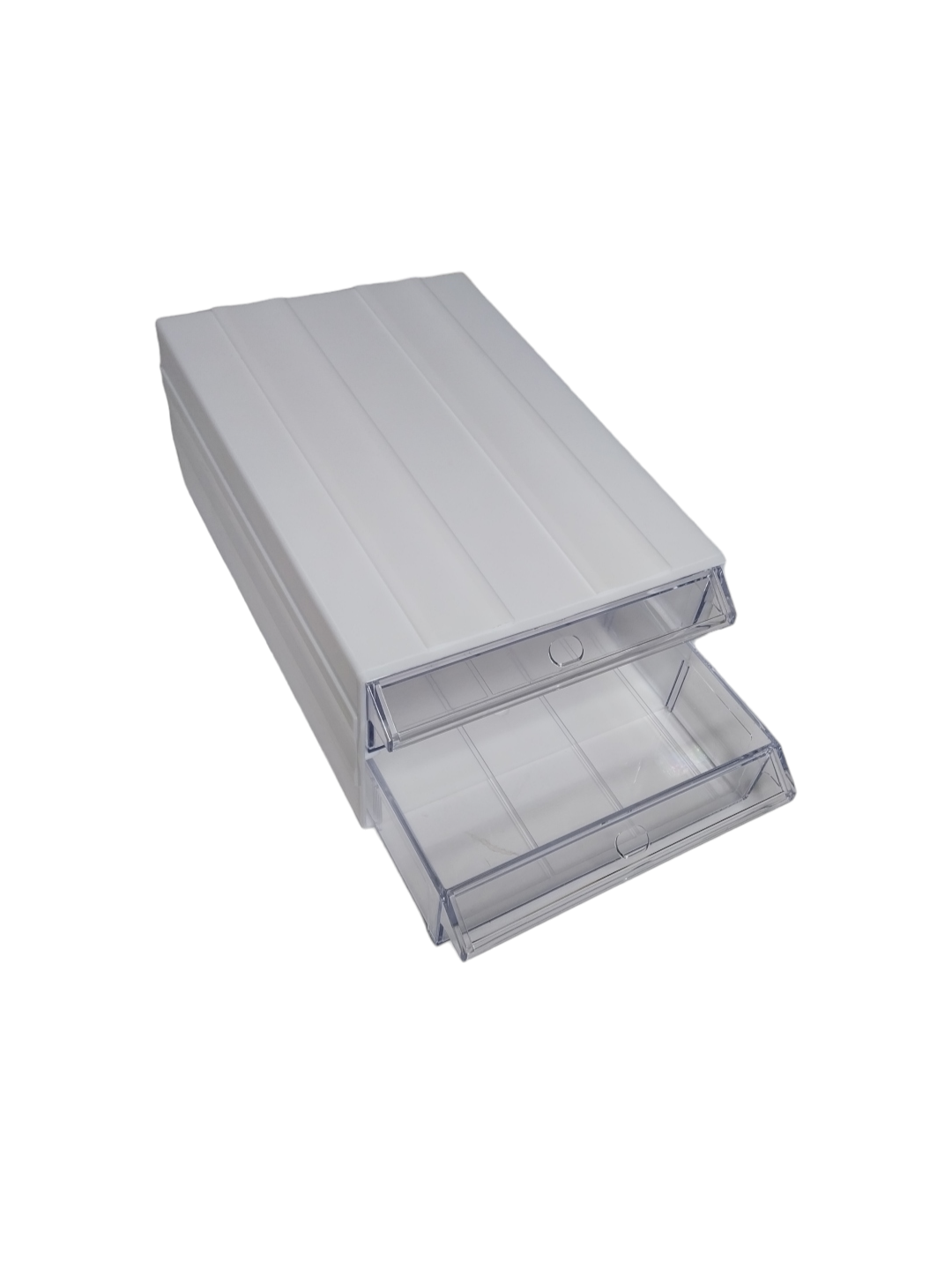 White Stackable Plastic Storage 2 Drawers with Removable Compartments ...
