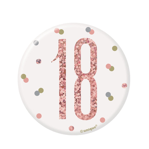 Birthday Rose Gold Glitz Number 18 Badge– Choice Wholesale