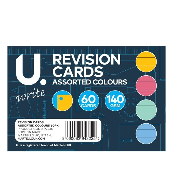 Pack of 60 Assorted Colours Revision Cards– Choice Wholesale