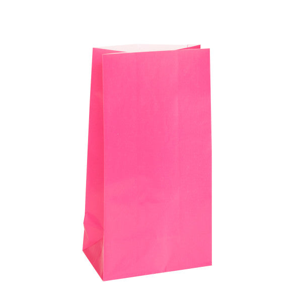 Pack of 12 Hot Pink Paper Party Bags– Choice Wholesale