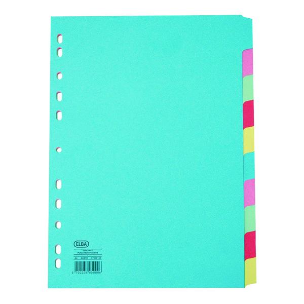 A4 Extra Wide Assorted Elba 10- Part Card Divider – Choice Wholesale