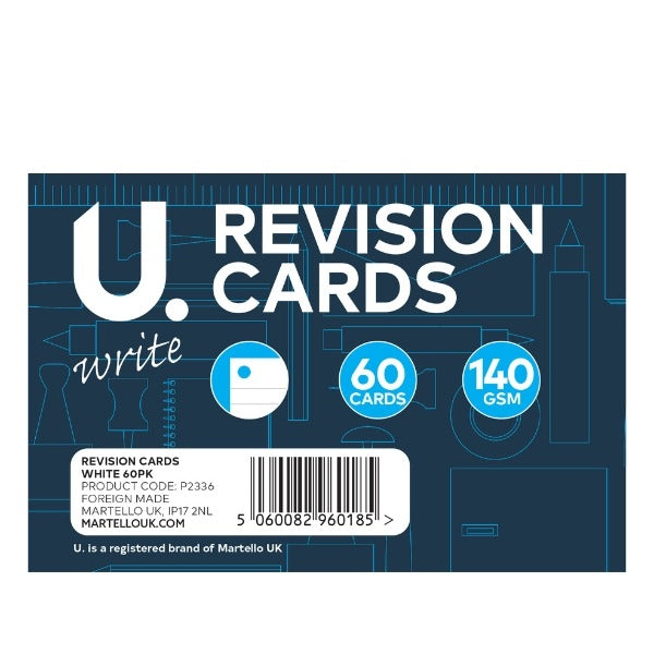 Pack of 60 White Revision Cards– Choice Wholesale