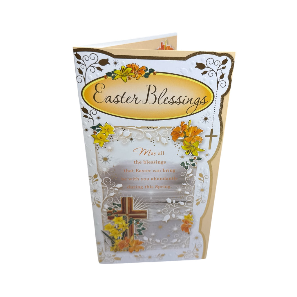 Floral Cross Religious Blessings Easter Card– Choice Wholesale
