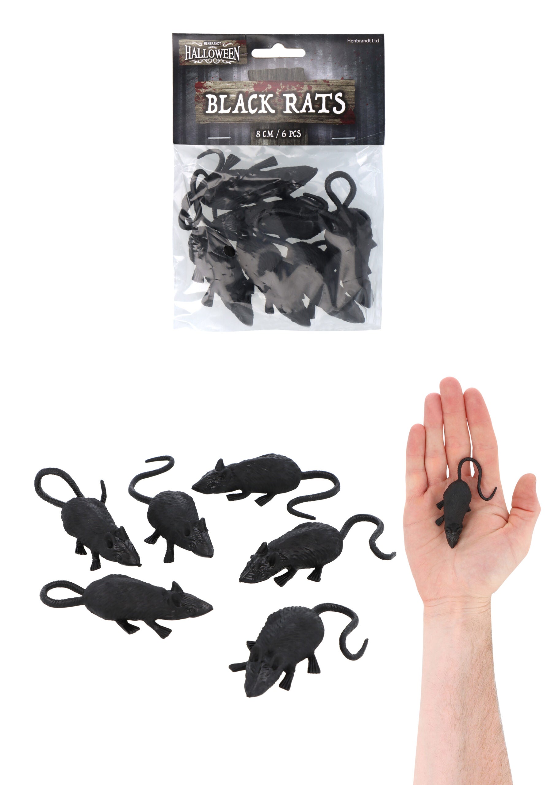 Pack of 36 Pieces Halloween Decoration Black Rats– Choice Wholesale