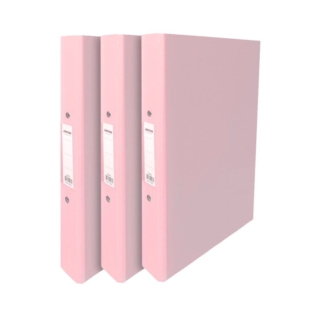 Pack of 3 A4 Pastel Pink Paper Over Board Ring Binders by Janrax ...
