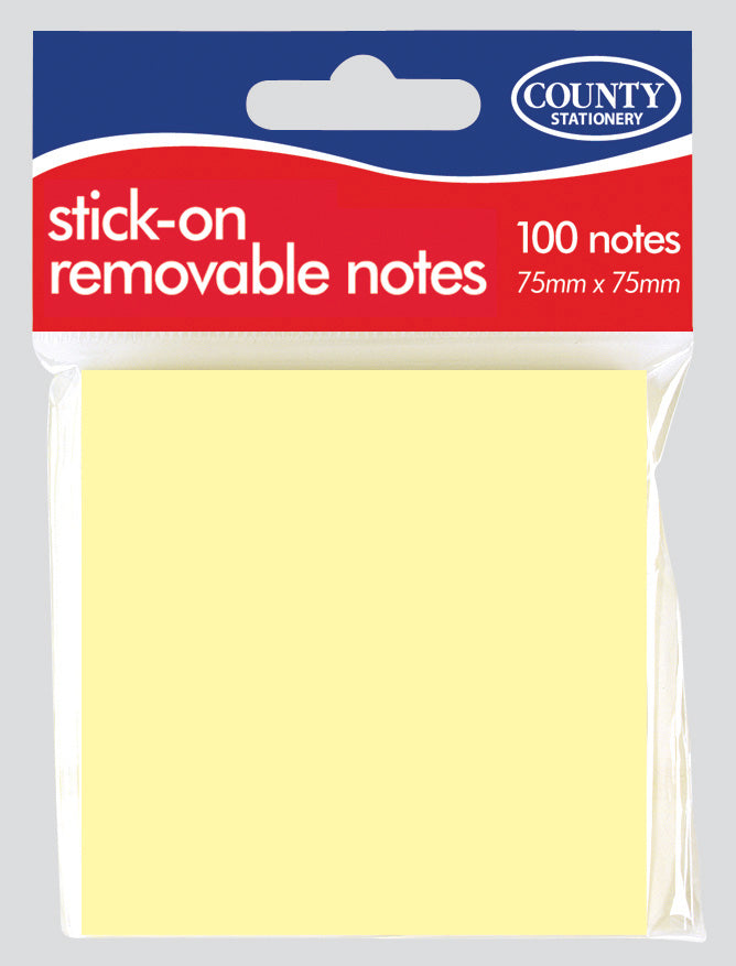 Pack of 100 Yellow Stick on Notes - 75mm x 75mm– Choice Wholesale