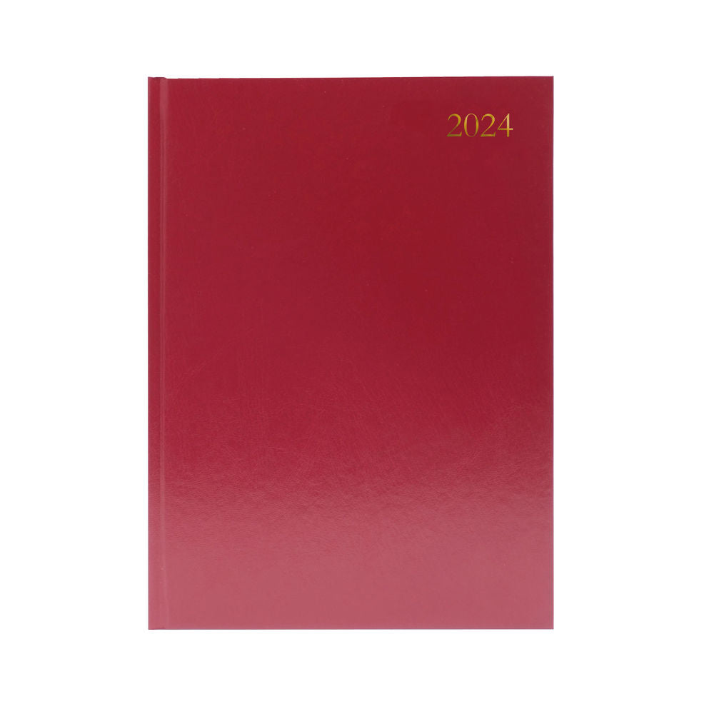 2024 A4 2 Days Per Page Burgundy Desk Diary – Choice Wholesale