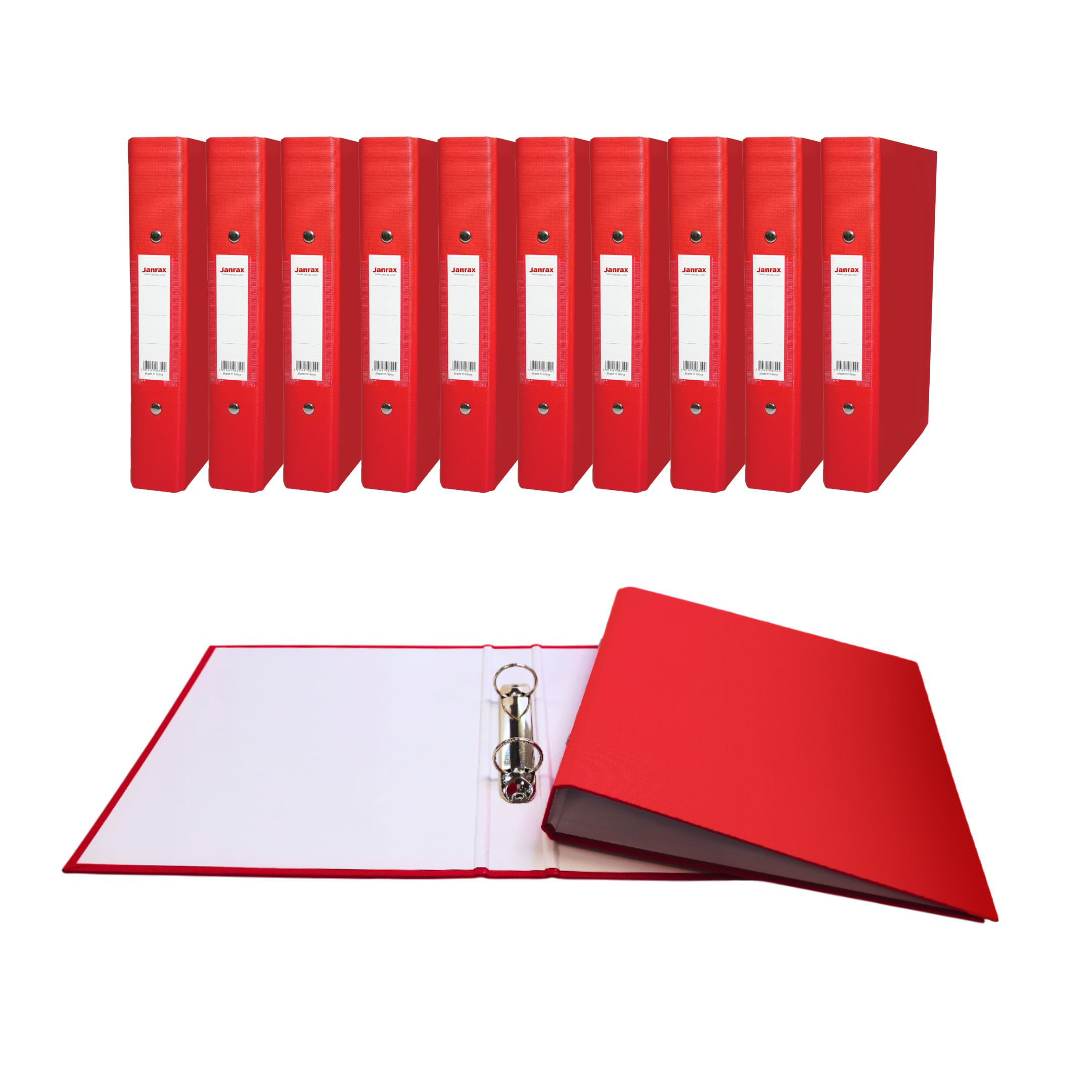Pack of 10 A5 Red Paper Over Board Ring Binders by Janrax– Choice Wholesale