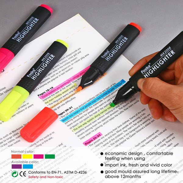 Pack of 12 Slim Green Chisel Point Highlighter Pens – Choice Wholesale