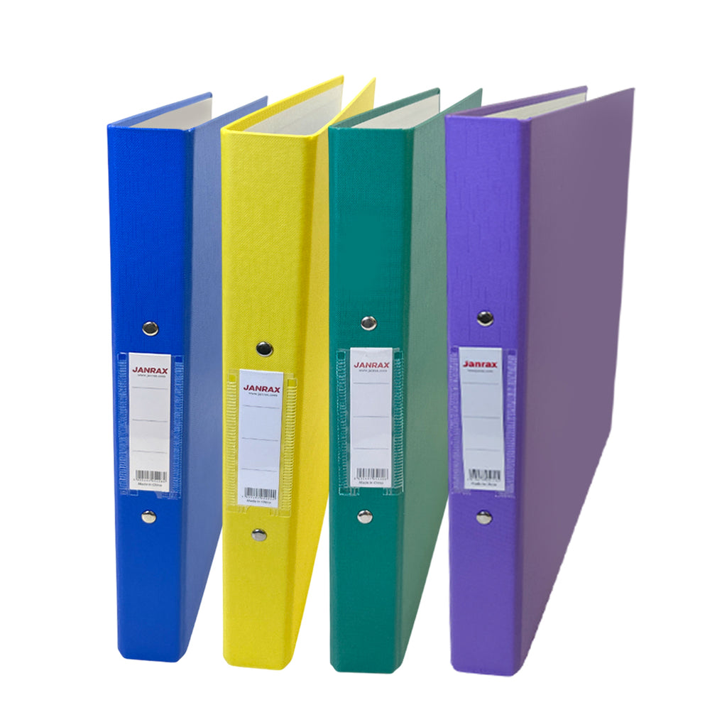 Pack of 4 A4 Paper Over Board Ring Binders – Yellow, Blue, Purple, Gre ...