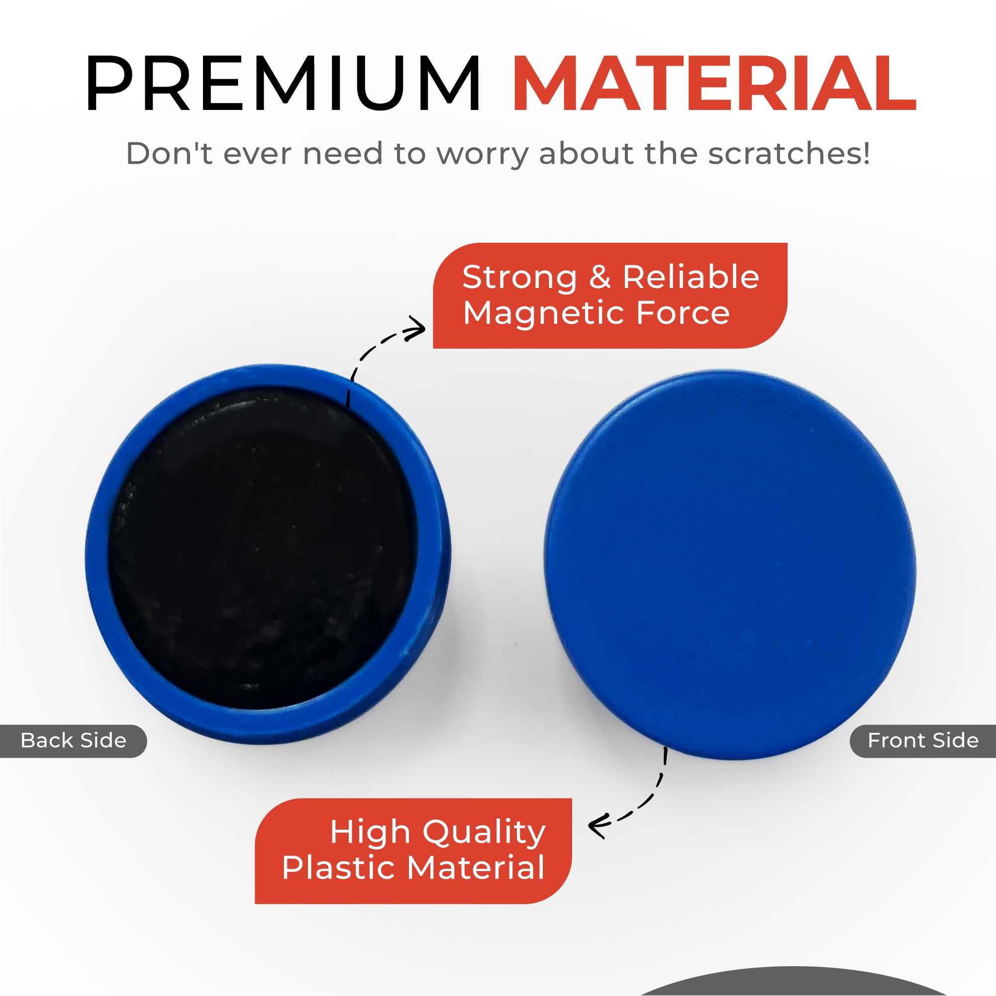 Pack of 36 Red Coloured Round Flat Magnets - 24mm Whiteboard Notice Bo ...