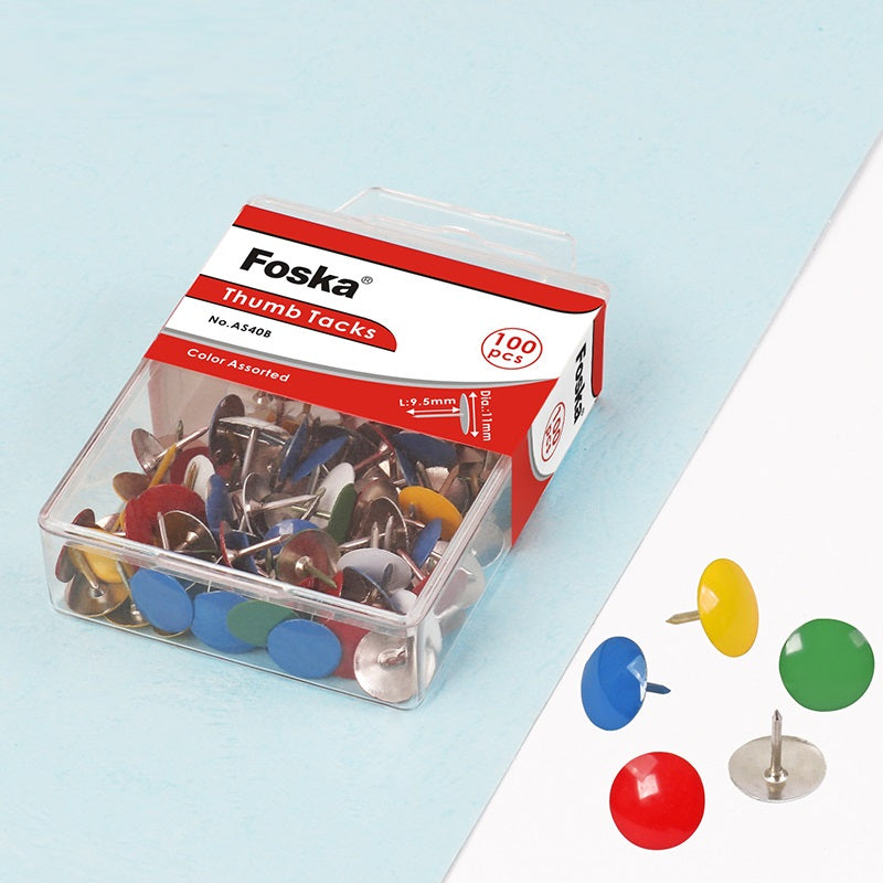 Pack of 100 Assorted Colour Metal Thumbtacks 11mm– Choice Wholesale